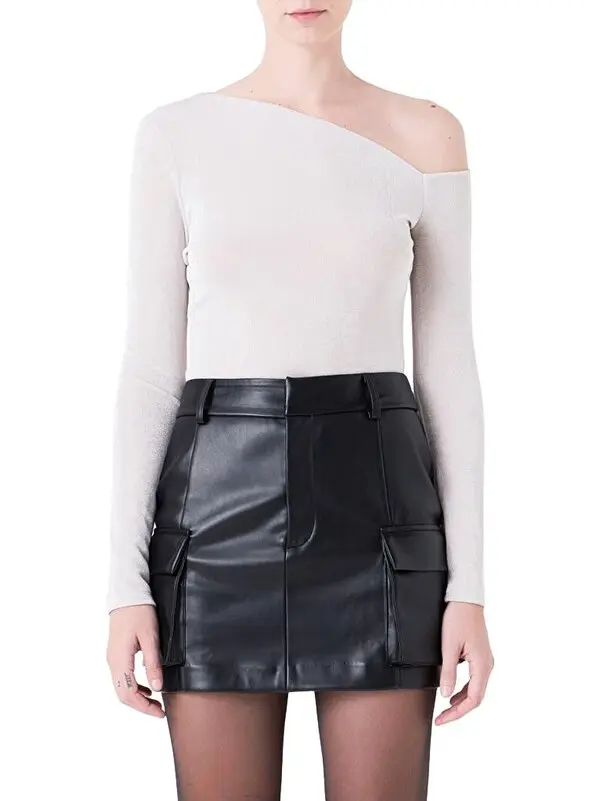 GREY LAB Asymmetric One-shoulder Top - Silver