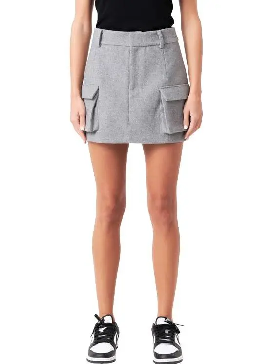 GREY LAB Wool-blend Mini Cargo Skirt - Grey