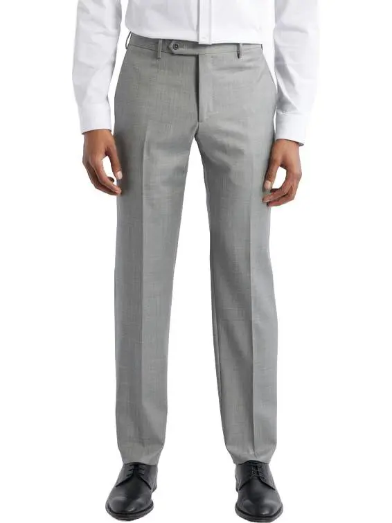 Zanella Parker Classic Wool Sharkskin Trousers - Grey