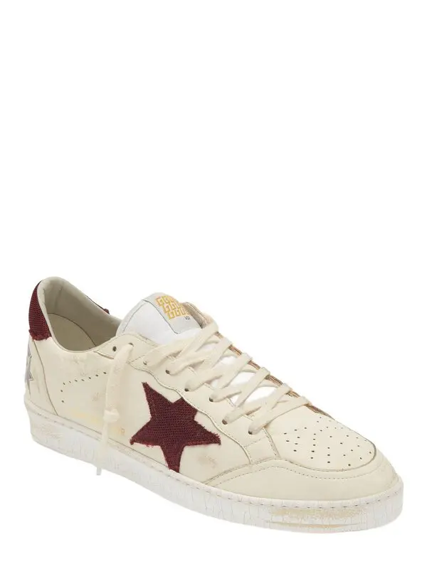 GOLDEN GOOSE Ball Star Low Top Sneaker - Beige/bordeaux 15520