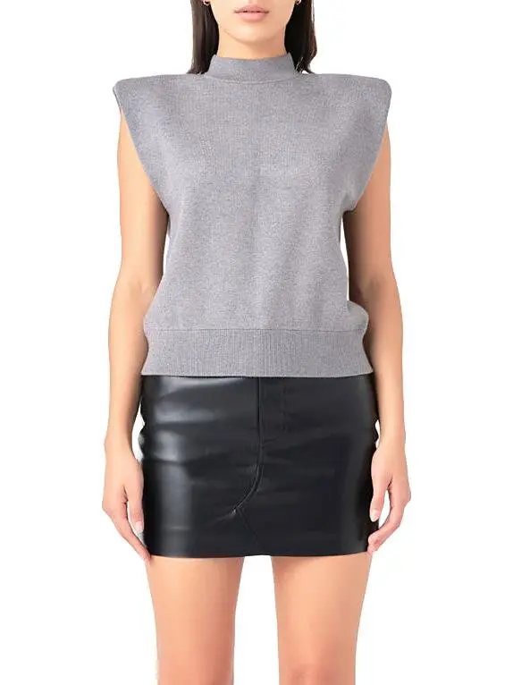 GREY LAB Mock Neck Knit Top - Heather Grey