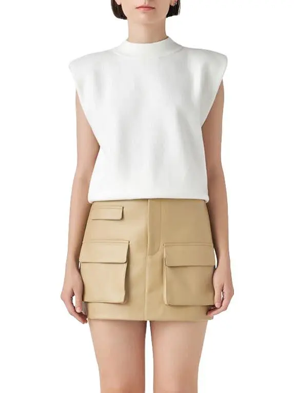 GREY LAB Mock Neck Knit Top - Ivory