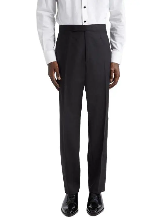 Zegna Wool & Mohair Tuxedo Trousers - Black