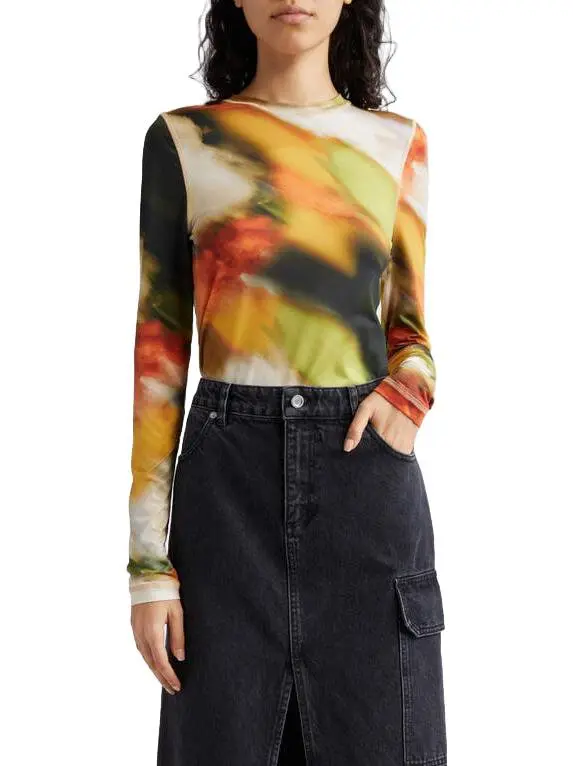Stine Goya Juno Printed Top - Flowers In Fast Motion