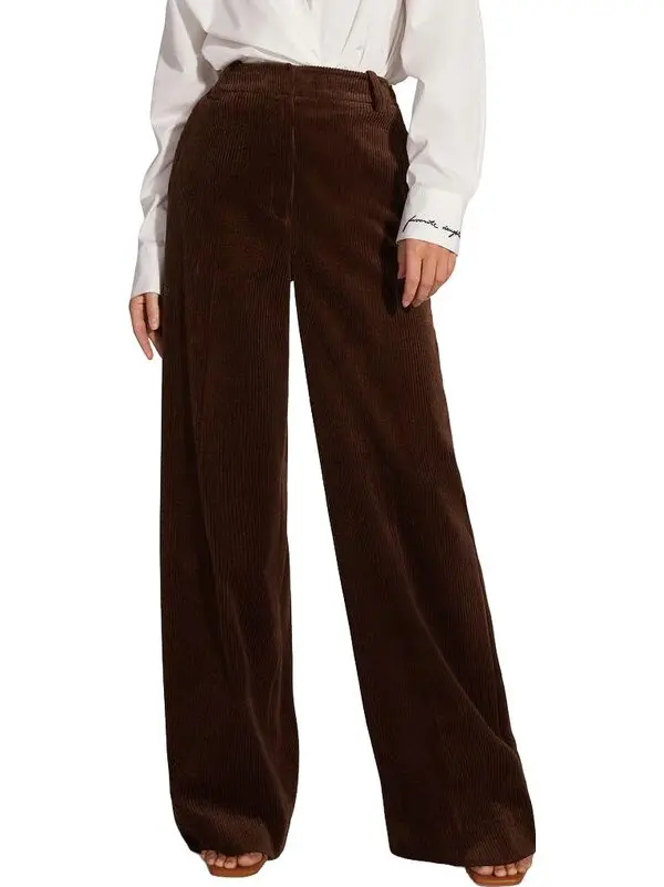 FAVORITE DAUGHTER Lana High-waist Wide-leg Corduroy Pants - Coffee