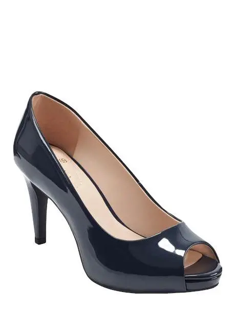 Bandolino Rainaa Peep Toe Pumps - Dark Blue Patent