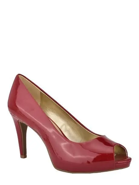 Bandolino Rainaa Peep Toe Pumps - Rossy Red Patent - Mresy