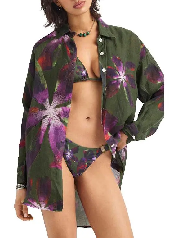 Vitamin A® Playa Oversize Linen Cover-up Shirt - Rtj