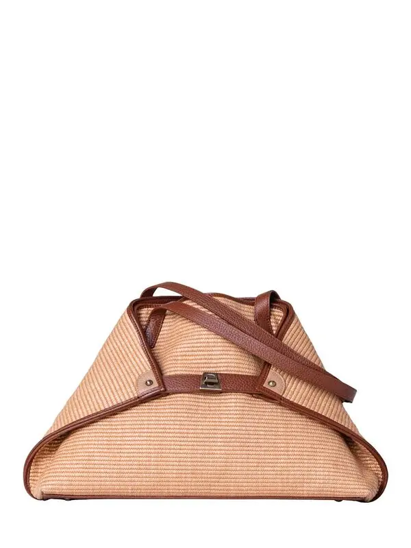 Akris Ai Small Raffia Shoulder Bag - Camel Caramel