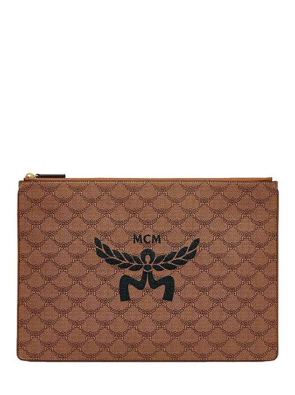 Mcm Himmel Lauretos Extra Large Flat Pouch - Cognac