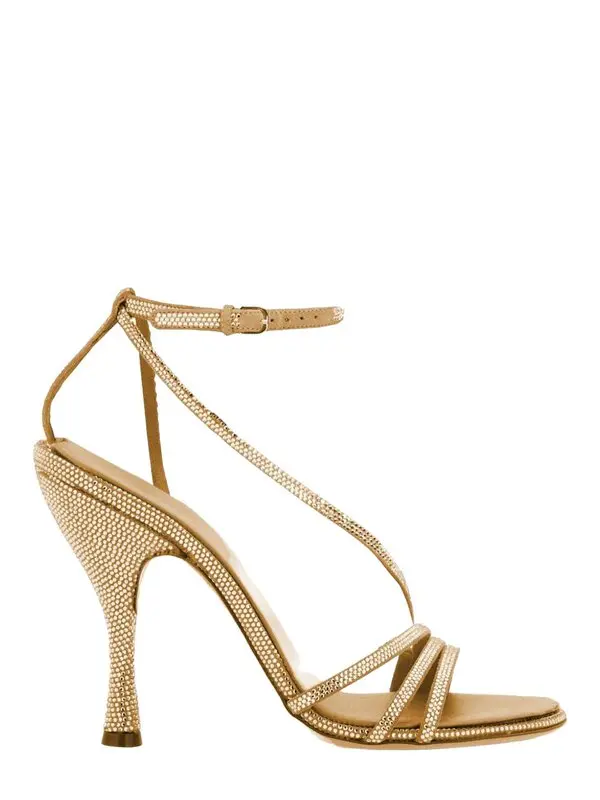 FERRAGAMO 105mm Crystal-embellished Leather Sandals - Neutrals