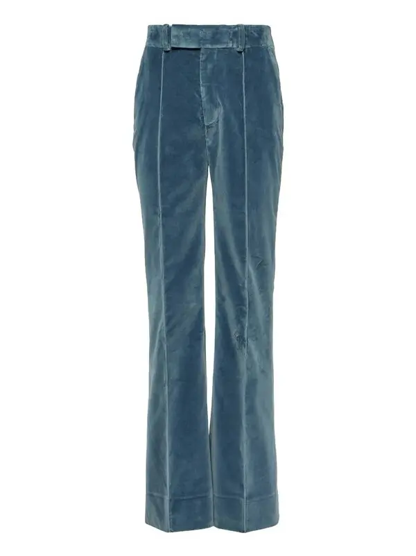 FRAME The Slim Stacked Velvet Trousers - Blue