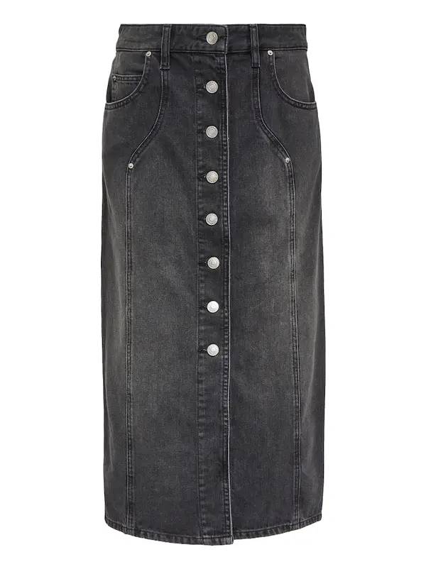 MARANT ETOILE Vandy Denim Midi Skirt - Black