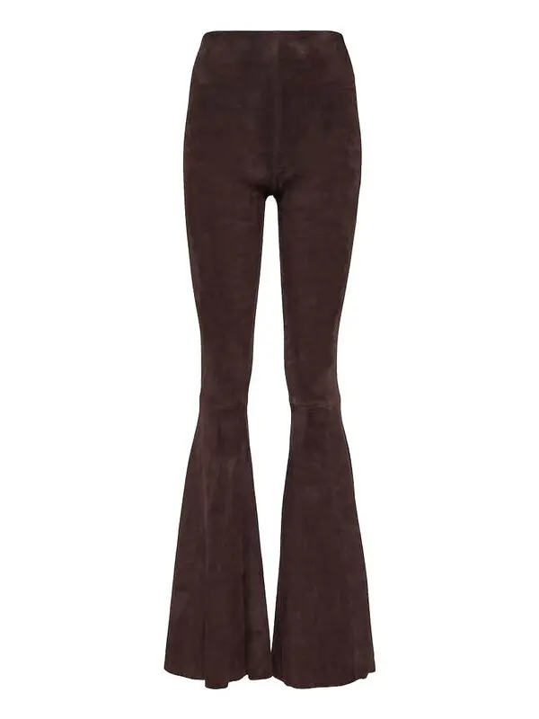 Stouls Cherilyn High-rise Flared Suede Pants - Brown