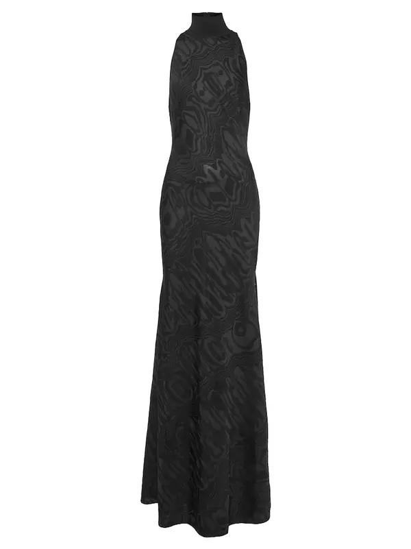 Alaïa Patterned Turtleneck Gown - Black