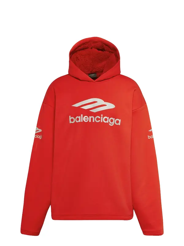 Balenciaga 3b Sports Icon Cotton Fleece Hoodie - Red