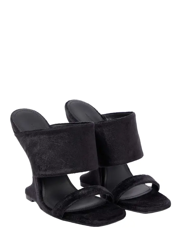 Rick Owens Cantilever Suede Mules - Black