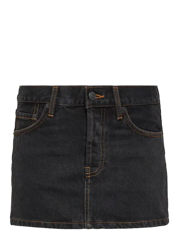 Wardrobe.NYC Denim Mini Skirt - Black