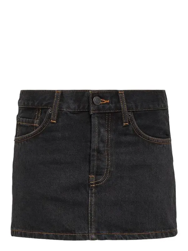 Wardrobe.NYC Denim Mini Skirt - Black