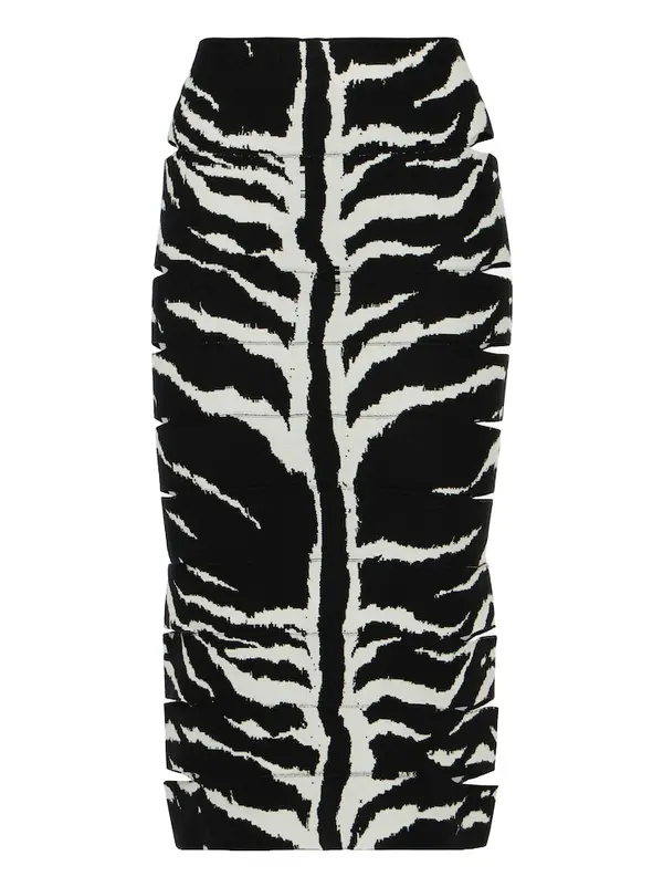Alaïa Zebra-printed High-rise Midi Skirt - Multicoloured