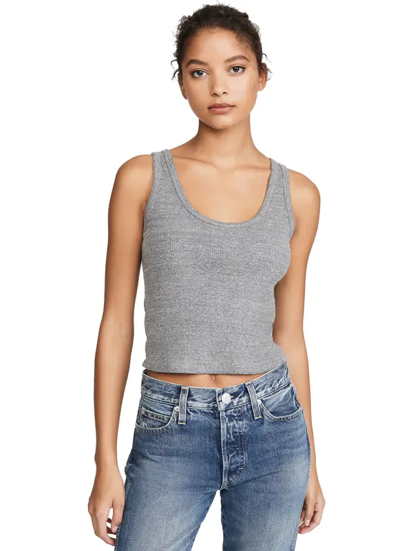 AMO Crop Rib Tank - Heather Grey