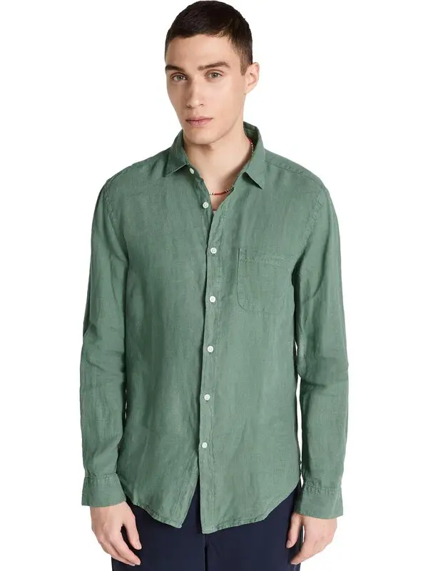 Portuguese Flannel Linen Shirt - Dry Green