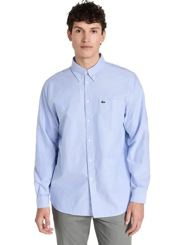 Lacoste Regular Fit Oxford Cotton Shirt - Blue
