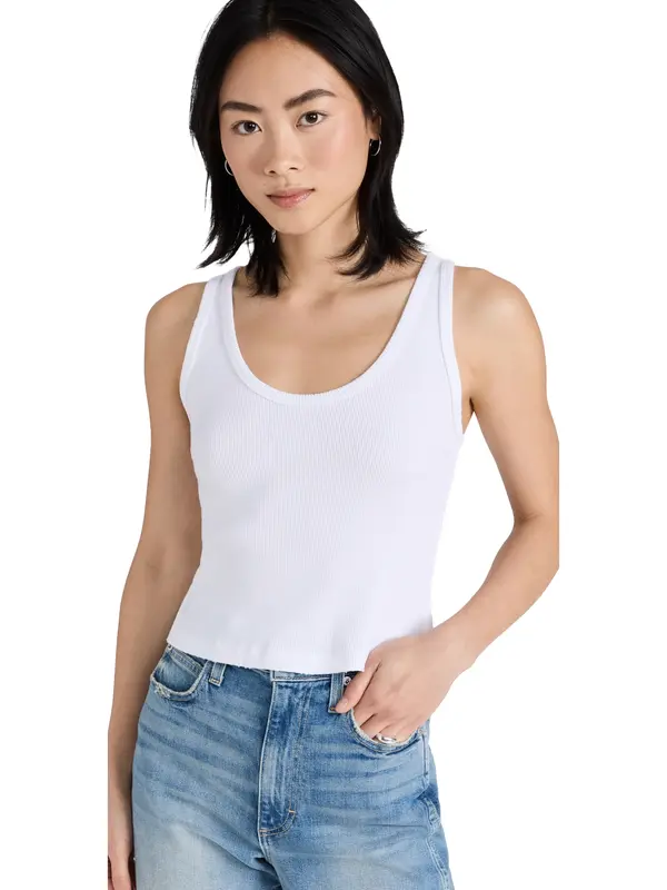 AMO Crop Rib Tank - White