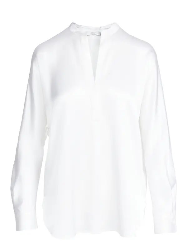 Vince Band Collar Blouse - Optic White