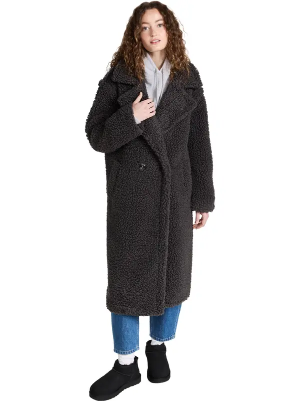 UGG Gertrude Long Teddy Coat - Ink Black