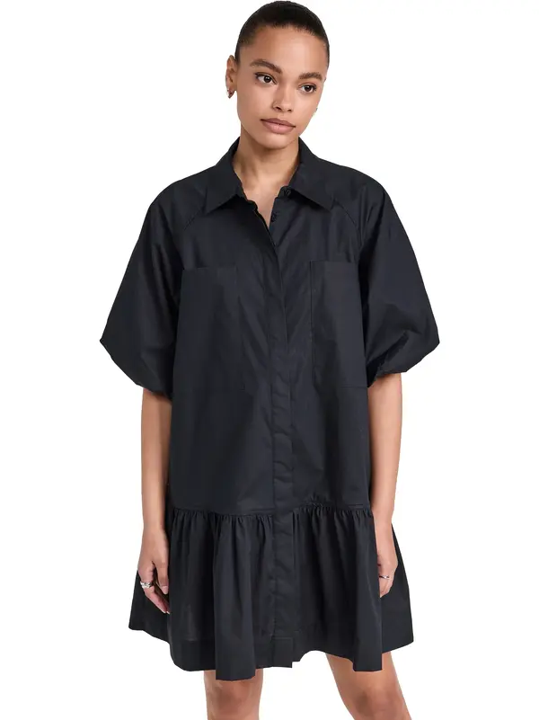 Simkhai Crissy Cotton Poplin Mini Dress - Black