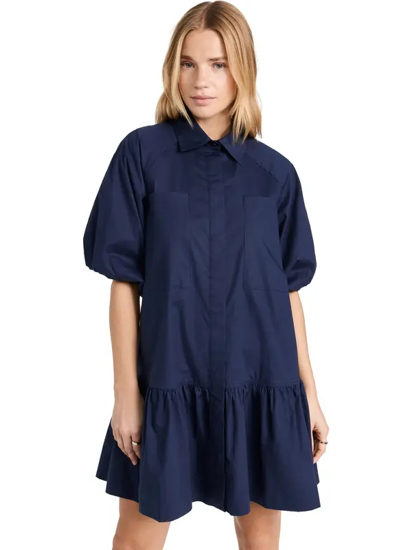 Simkhai Crissy Cotton Poplin Mini Dress - Midnight