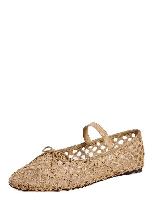 LOEFFLER RANDALL Leonie Raffia Ballet Flats - Brown