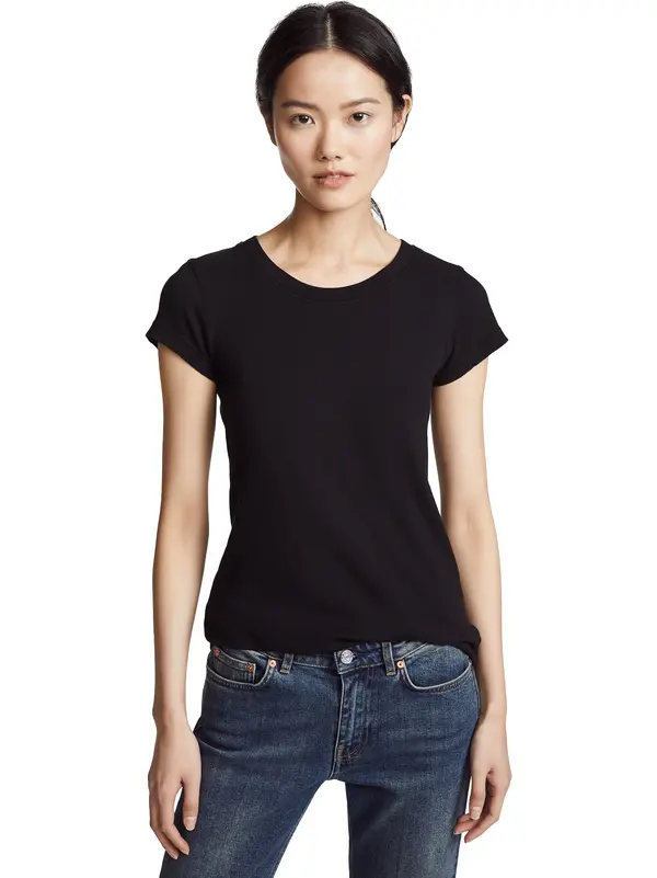 L'Agence Cory Crew Neck Tee - Black