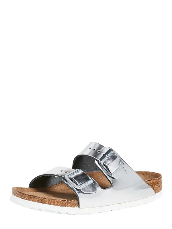 BIRKENSTOCK Arizona Soft Footbed Sandals - Metallic Silver
