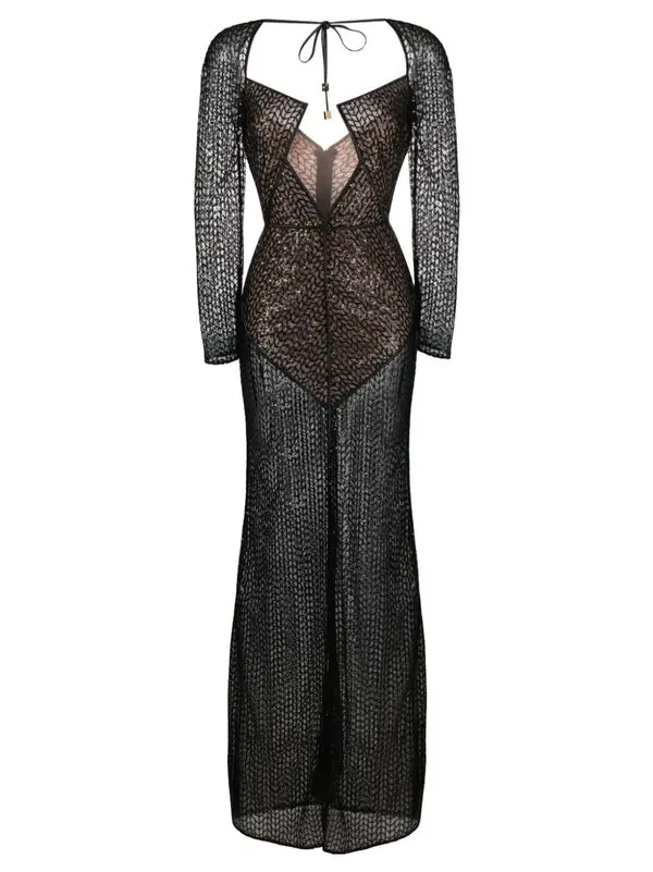 Elisabetta Franchi Square-neck Sequinned Maxi Dress - Black