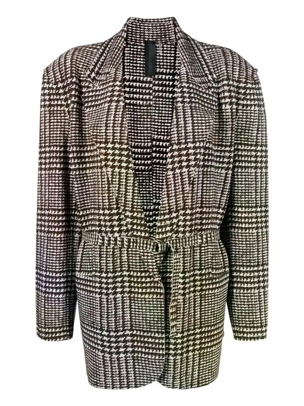 Norma Kamali Glenn Plaid Tweed Single-breasted Blazer - Brown