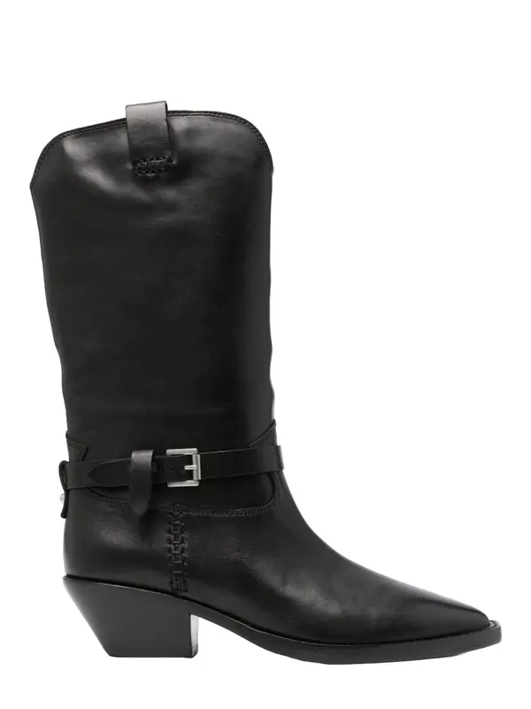 Ash Duran 55mm Leather Boots - Black