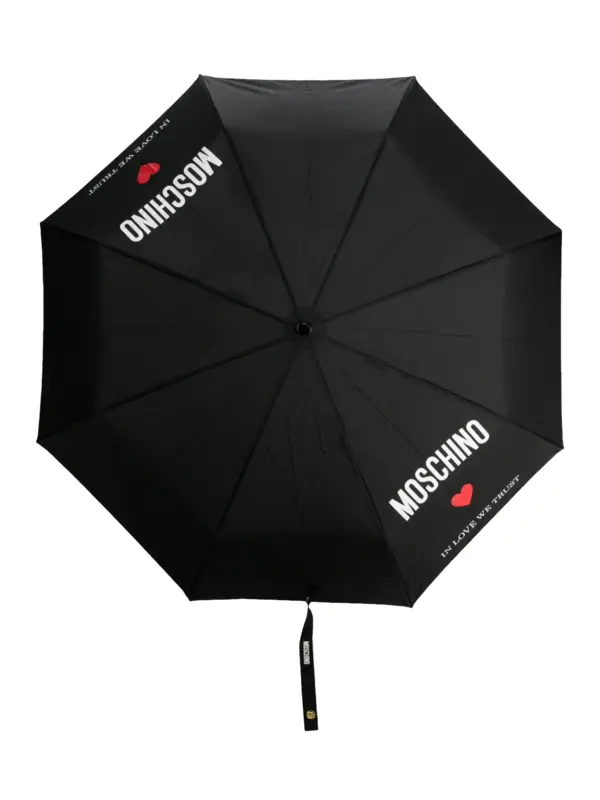 Moschino In Love We Trust Compact Umbrella - Black