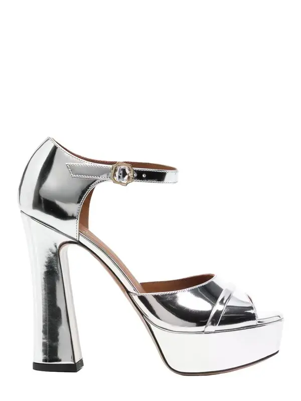 MALONE SOULIERS Yuri 125mm Platform Leather Sandals - Metallic