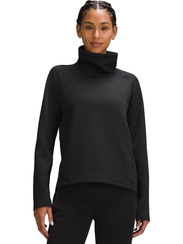 Lululemon Waffle-knit Funnel-neck Long-sleeve Shirt - Black
