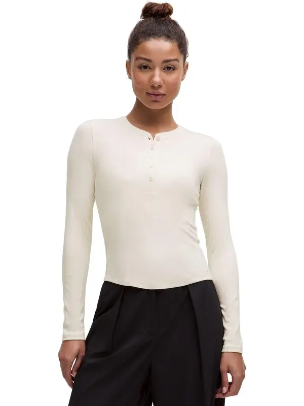 Lululemon Hold Tight Long-sleeve Henley - Light Ivory
