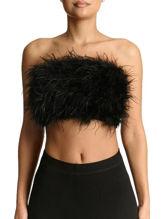 Naked Wardrobe Butter Feather Tube Top - Black