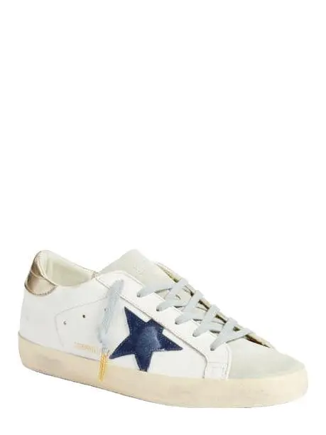 GOLDEN GOOSE Super-star Low-top Sneakers - White/blue