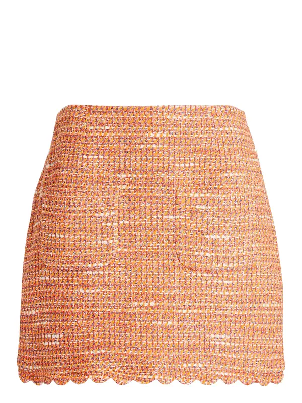 Maje Cotton-blend Bouclé-tweed Mini Skirt - Orange