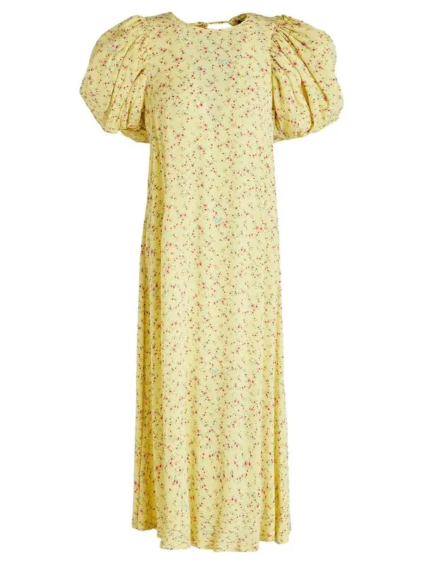 ROTATE BY BIRGER CHRISTENSEN Floral-print Jacquard Midi Dress - Pastel Yellow