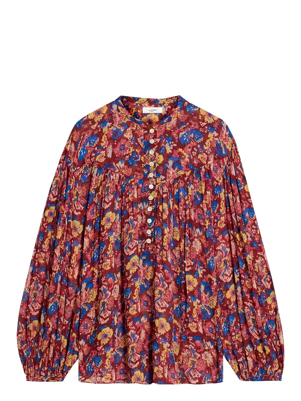 MARANT ETOILE Kiledia Floral-print Georgette Blouse - Claret
