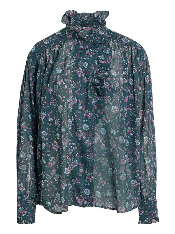 MARANT ETOILE Pamias Floral-print Blouse - Dark Green