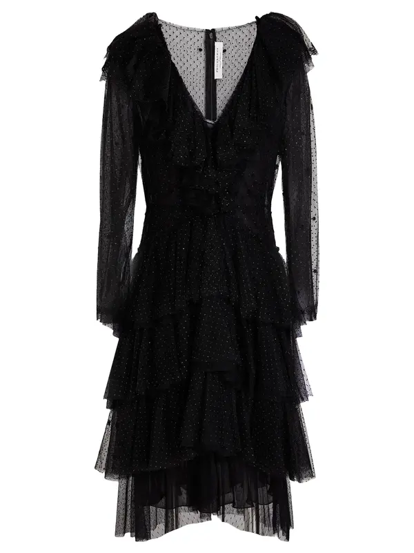 Philosophy Di Lorenzo Serafini Ruffled Glittered Point D'esprit Dress - Black
