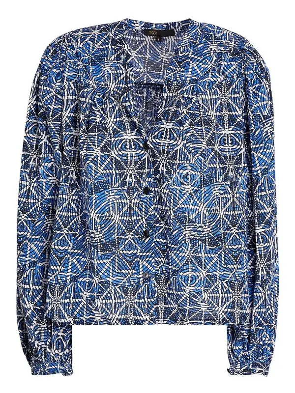 Maje Printed Cotton Blouse - Indigo
